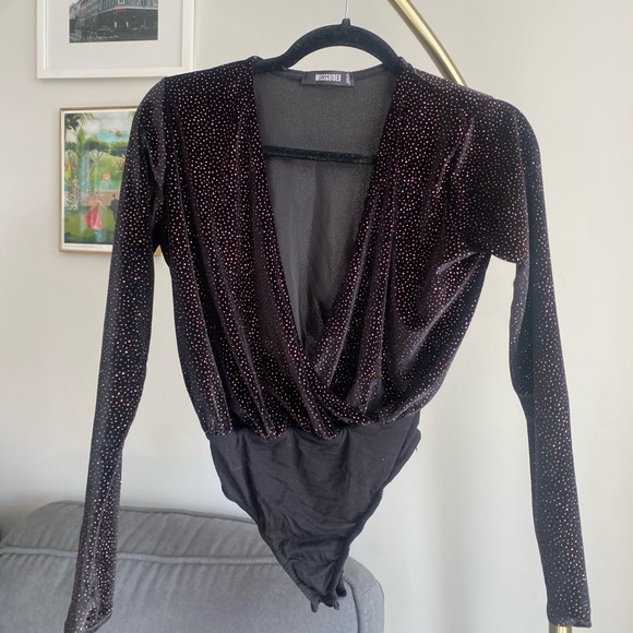 ASOS | Tops | Asos Sparkly Long Sleeve Bodysuit | Poshmark